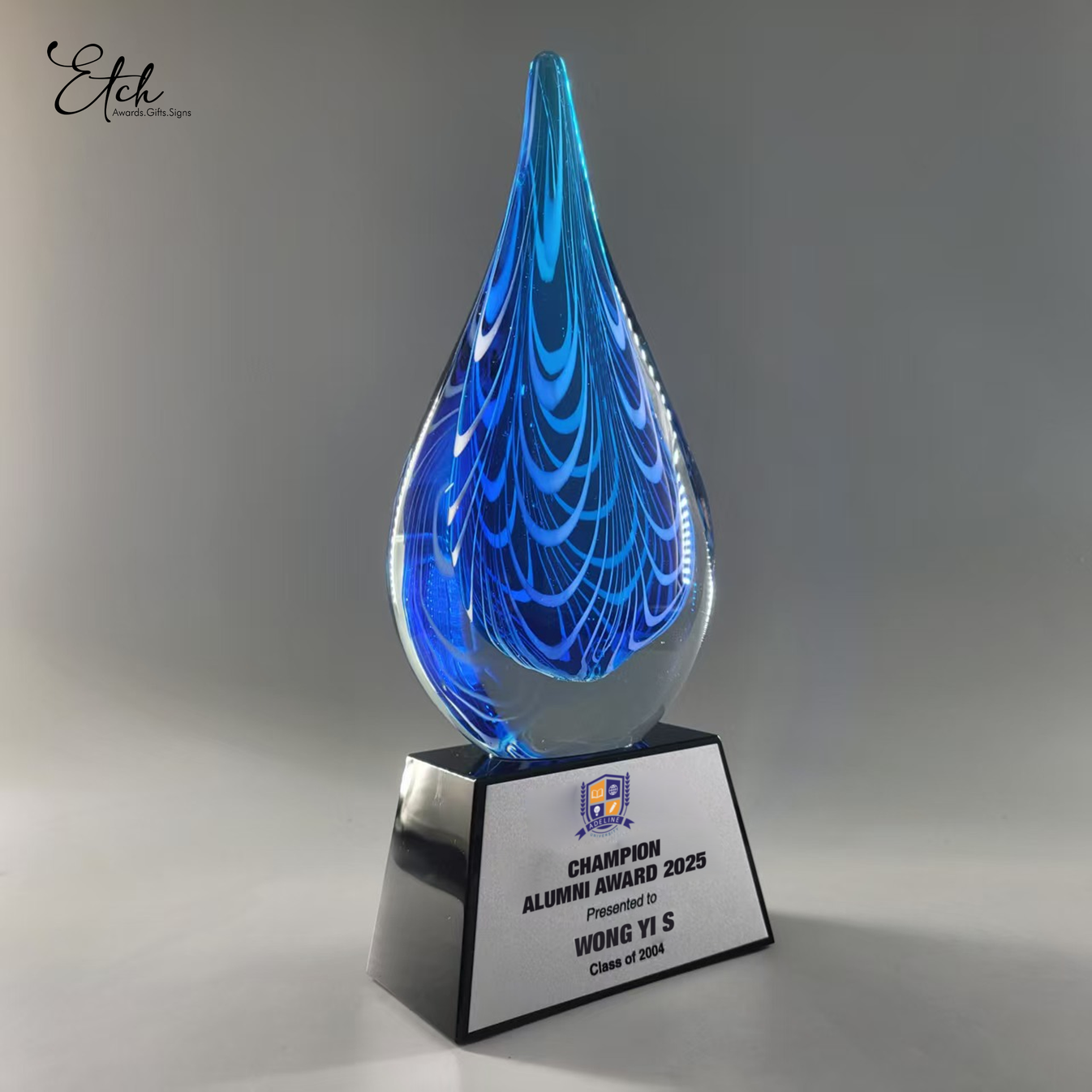 Navy Blue Raindrop Award – Etch