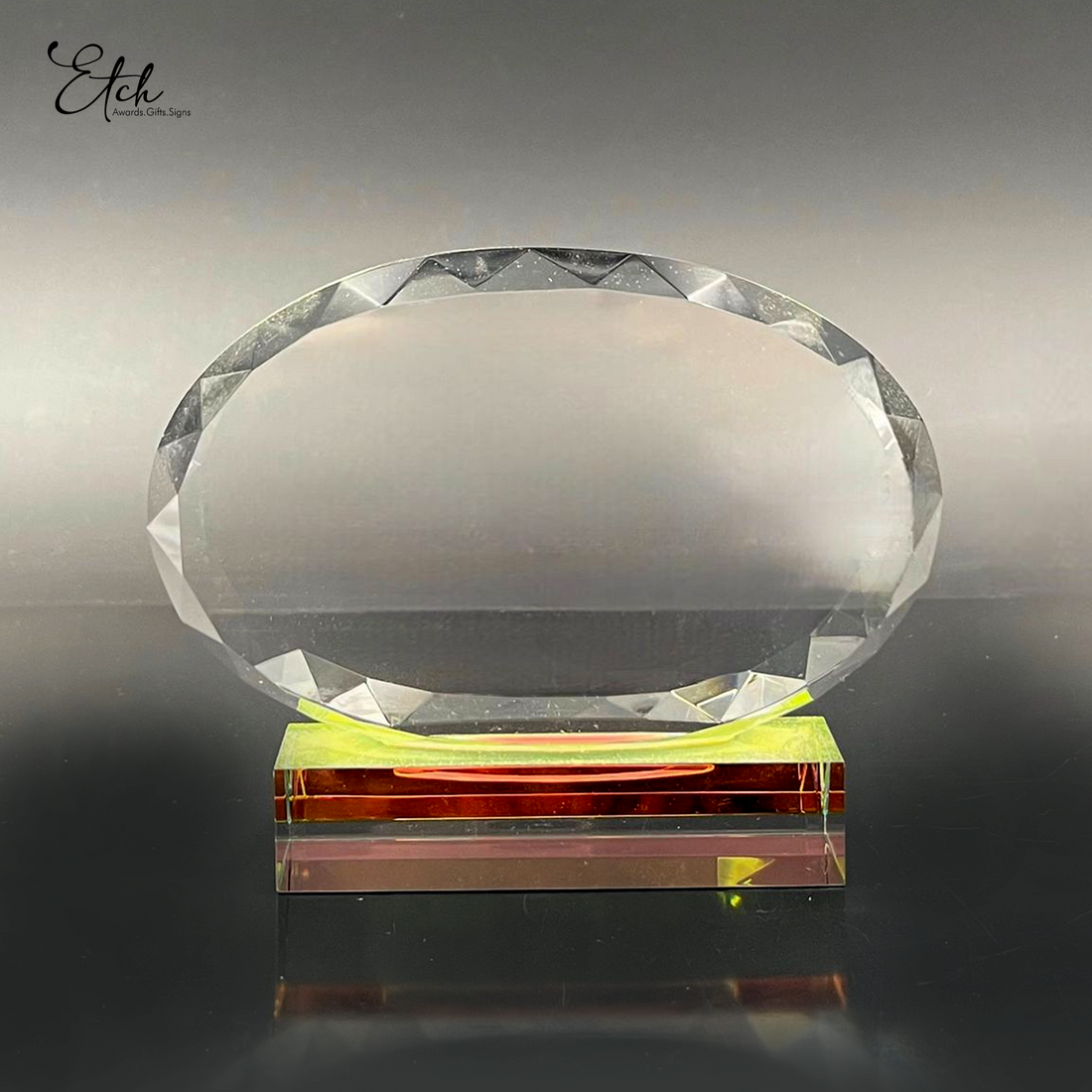 Angular Oval Trophy Award – Etch