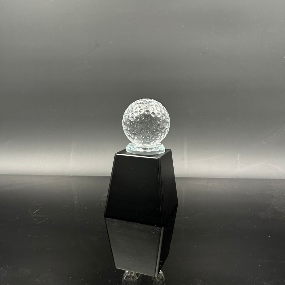 Clear Golf Ball with Black Base Trophy Award – Etch