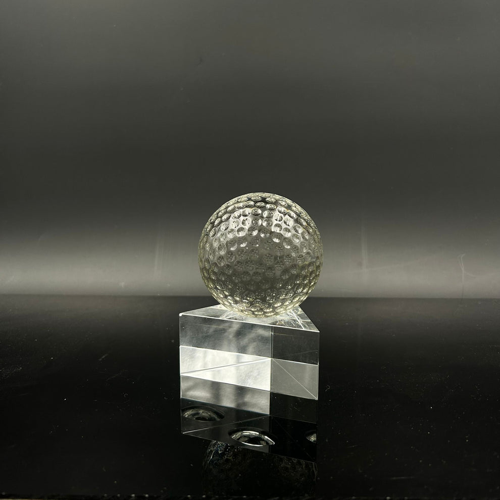 Clear Golf Ball on Triangular Crystal Base Trophy Award – Etch