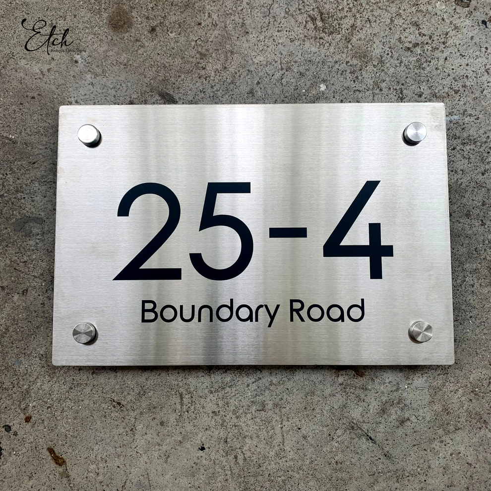 Metal Home Unit Sign – Etch