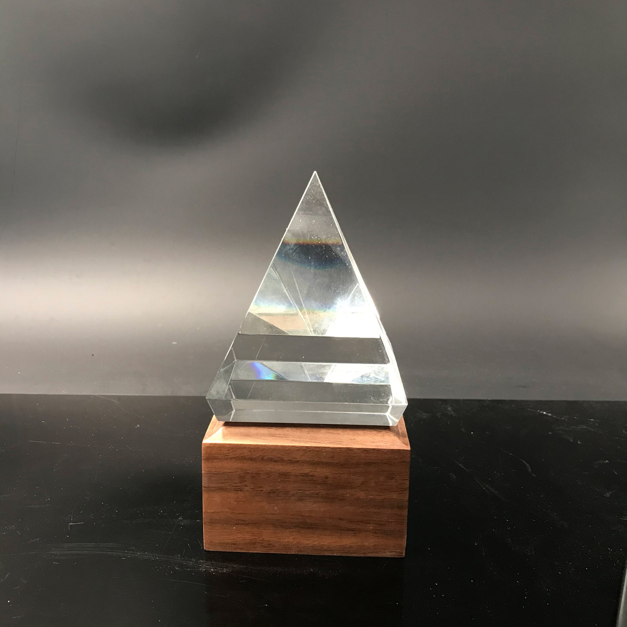Pyramid Trophy Award with Wood Base – Etch